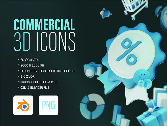 3D model Commercial 3D Icons VR / AR / low-poly | CGTrader