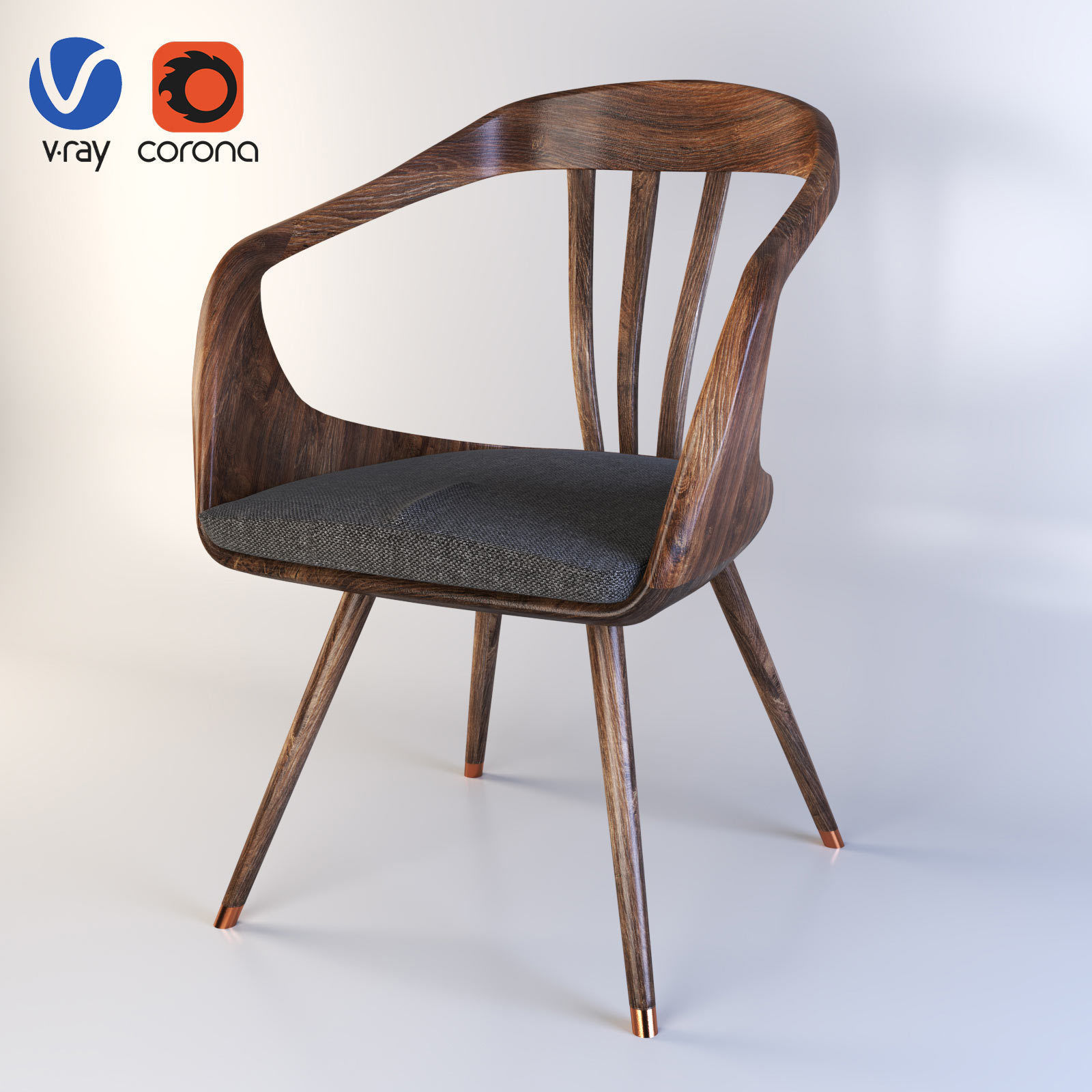 modern wood chair free 3D model | CGTrader