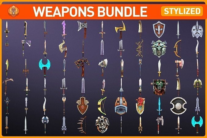 3D model Stylized Weapons Collection VR / AR / low-poly | CGTrader