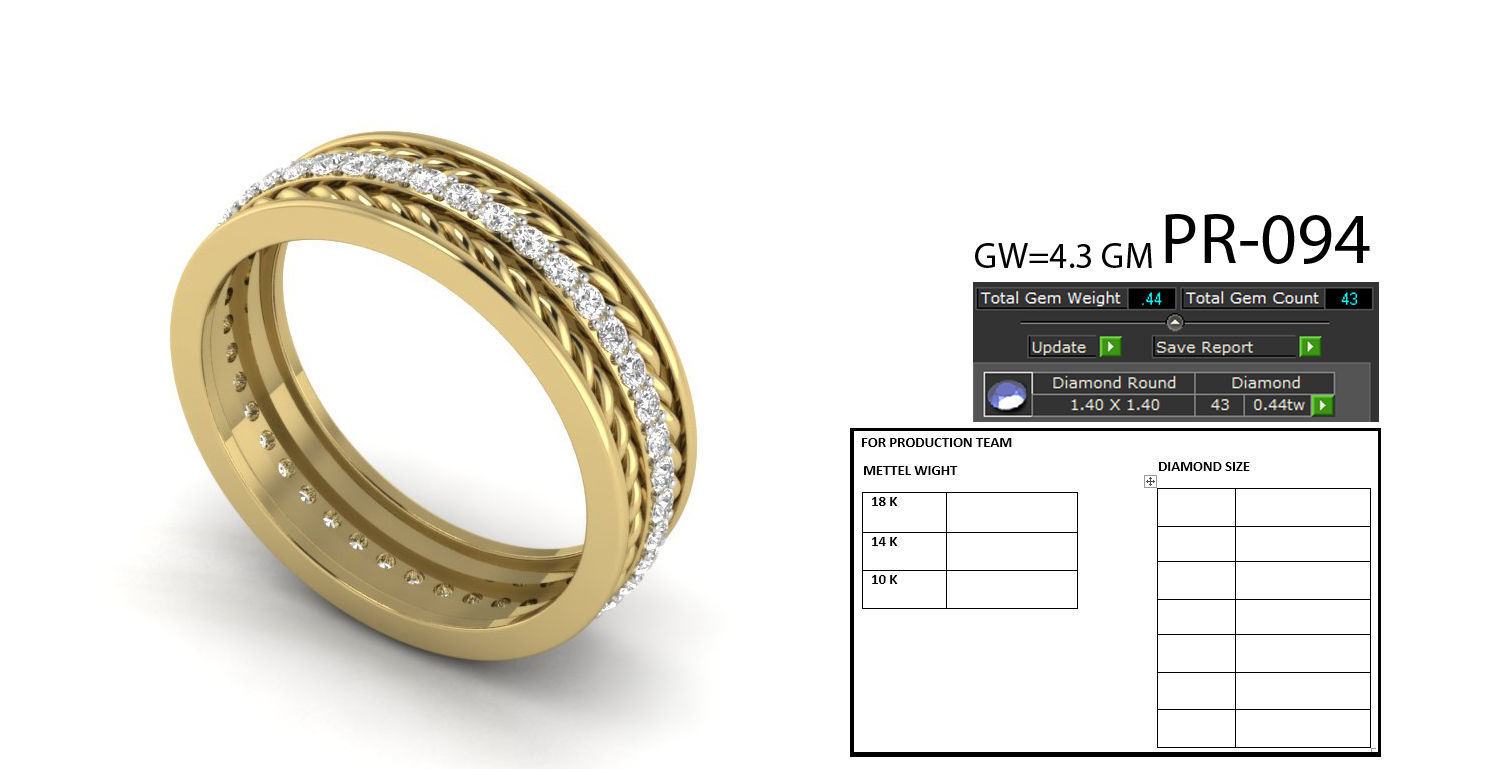 Band 3dm Render details braided gold wedding with diamonds 3D model 3D printable | CGTrader
