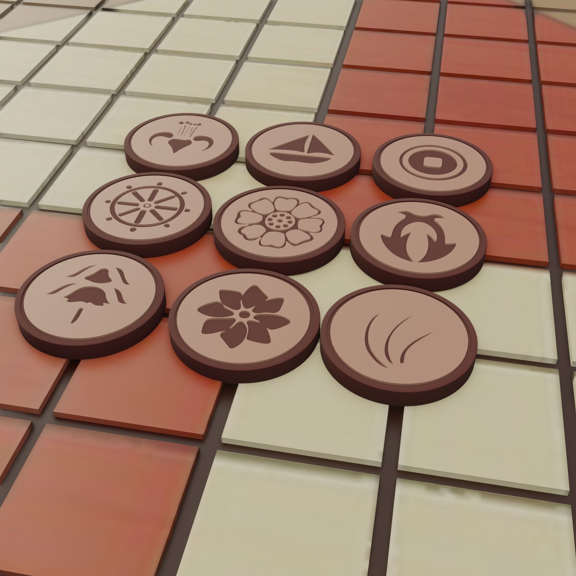 Pai Sho Table And Tiles Avatar Last Air Bender 3D model | CGTrader