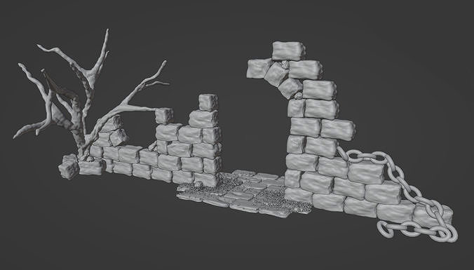 warhammer ruin wall with tree terrain 3d model 3D model 3D printable ...