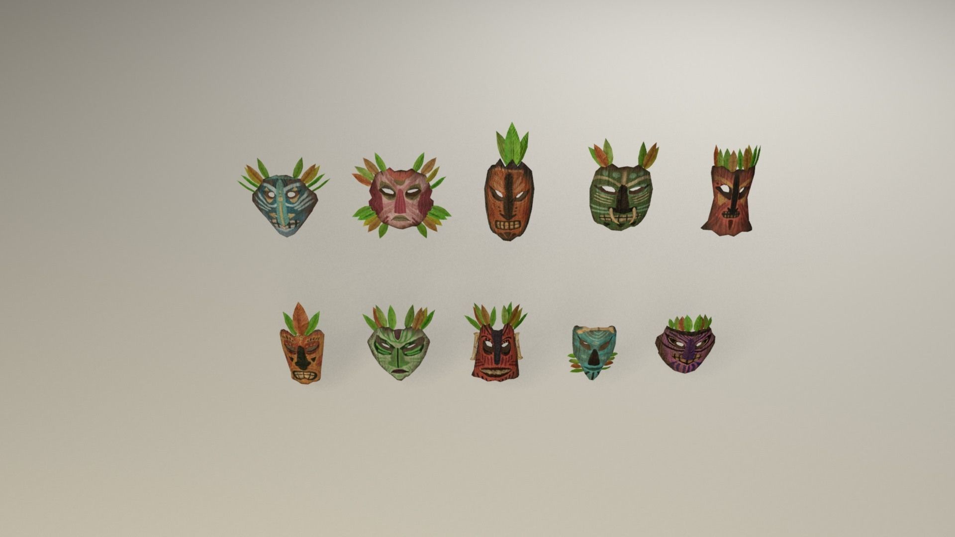 3D model Indigenous wood masks VR / AR / low-poly | CGTrader