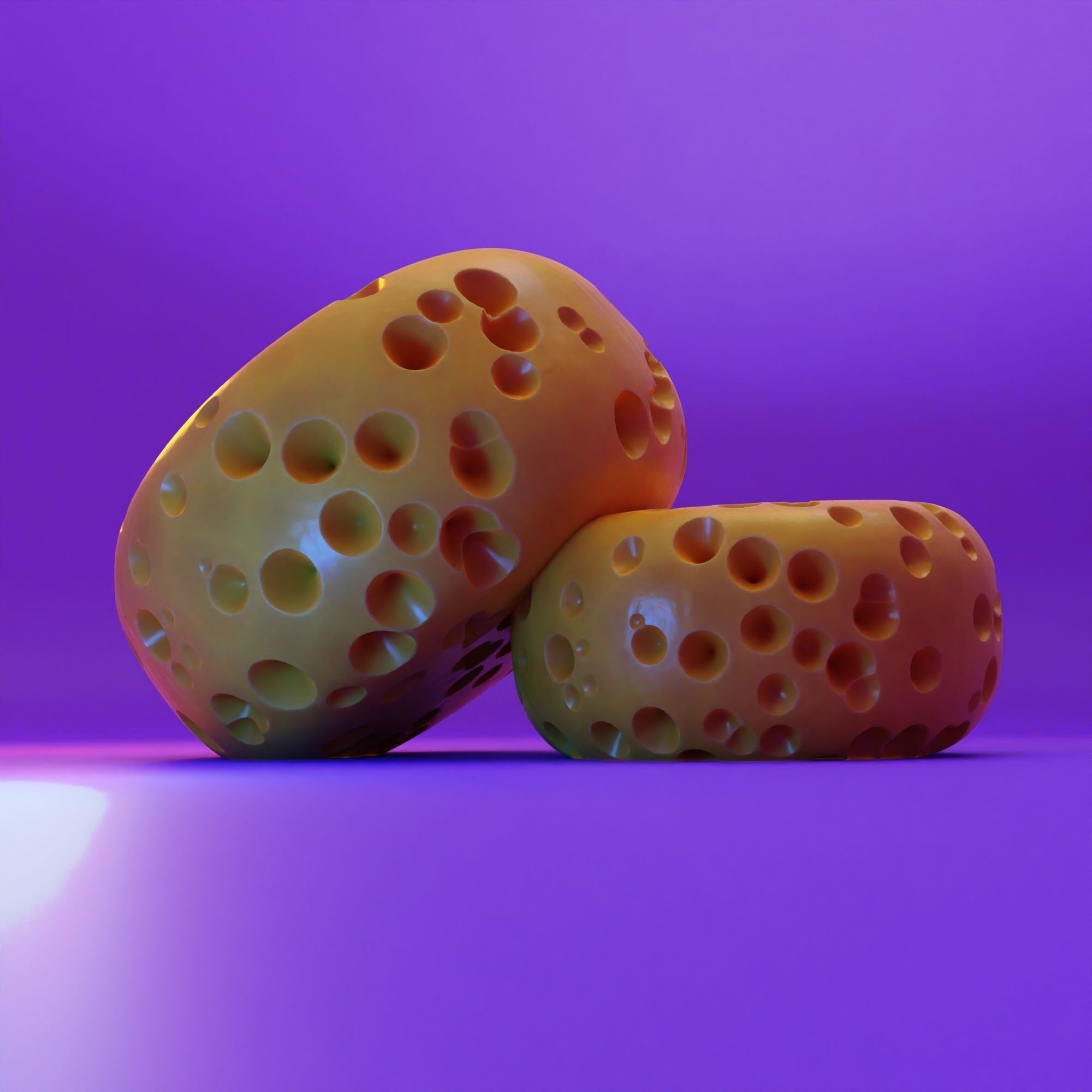 3d model of cheese with materials light and scene free 3D model | CGTrader