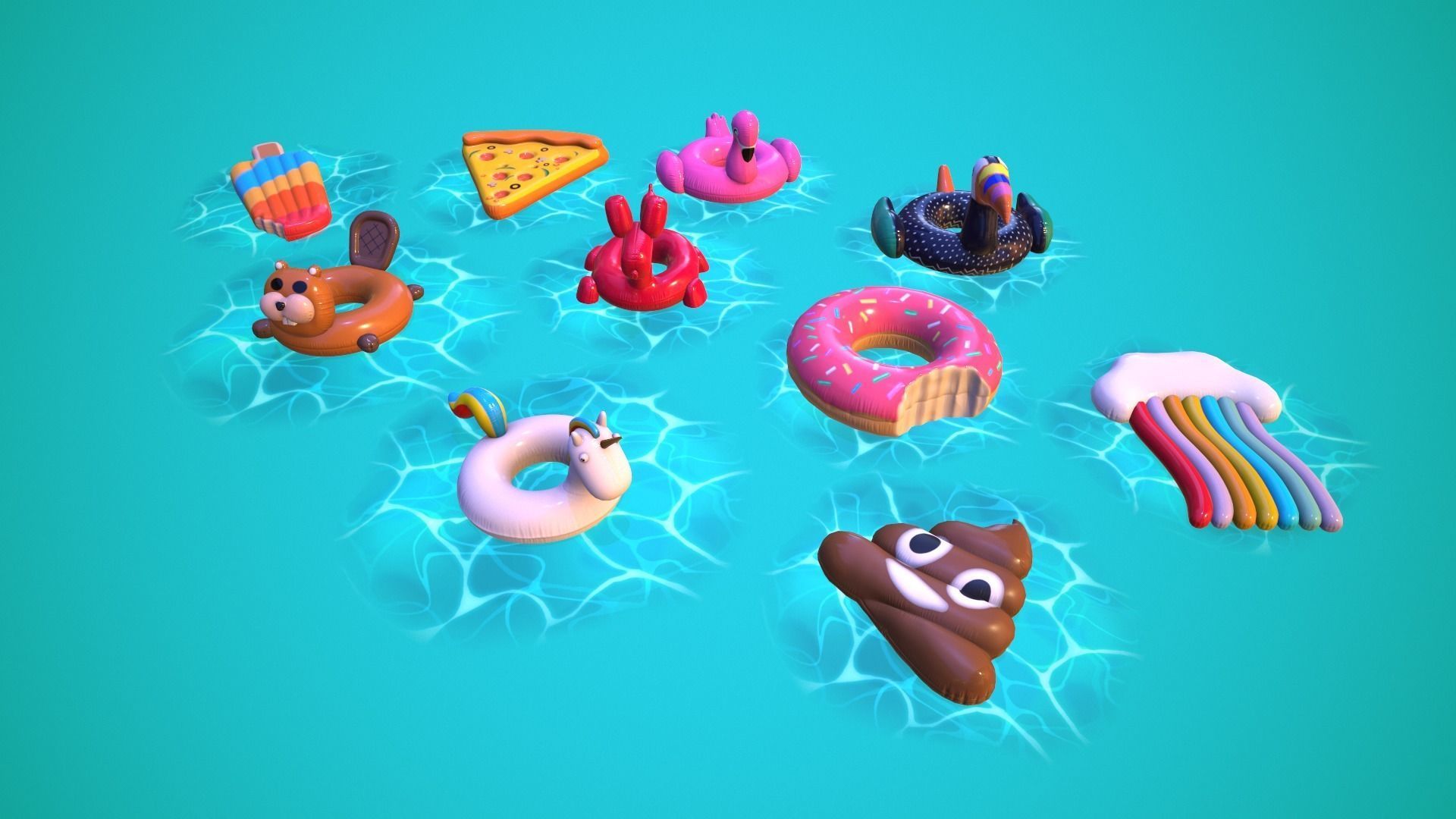 3D model Inflatable Pool Floats PACK III VR / AR / low-poly | CGTrader