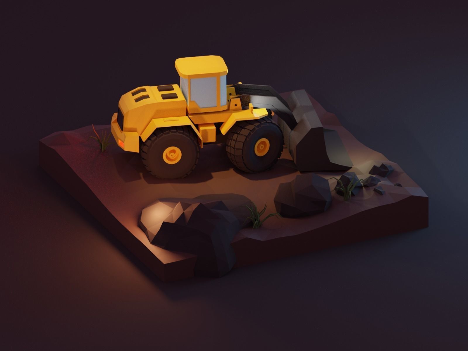Cartoon construction loader 3D model | CGTrader