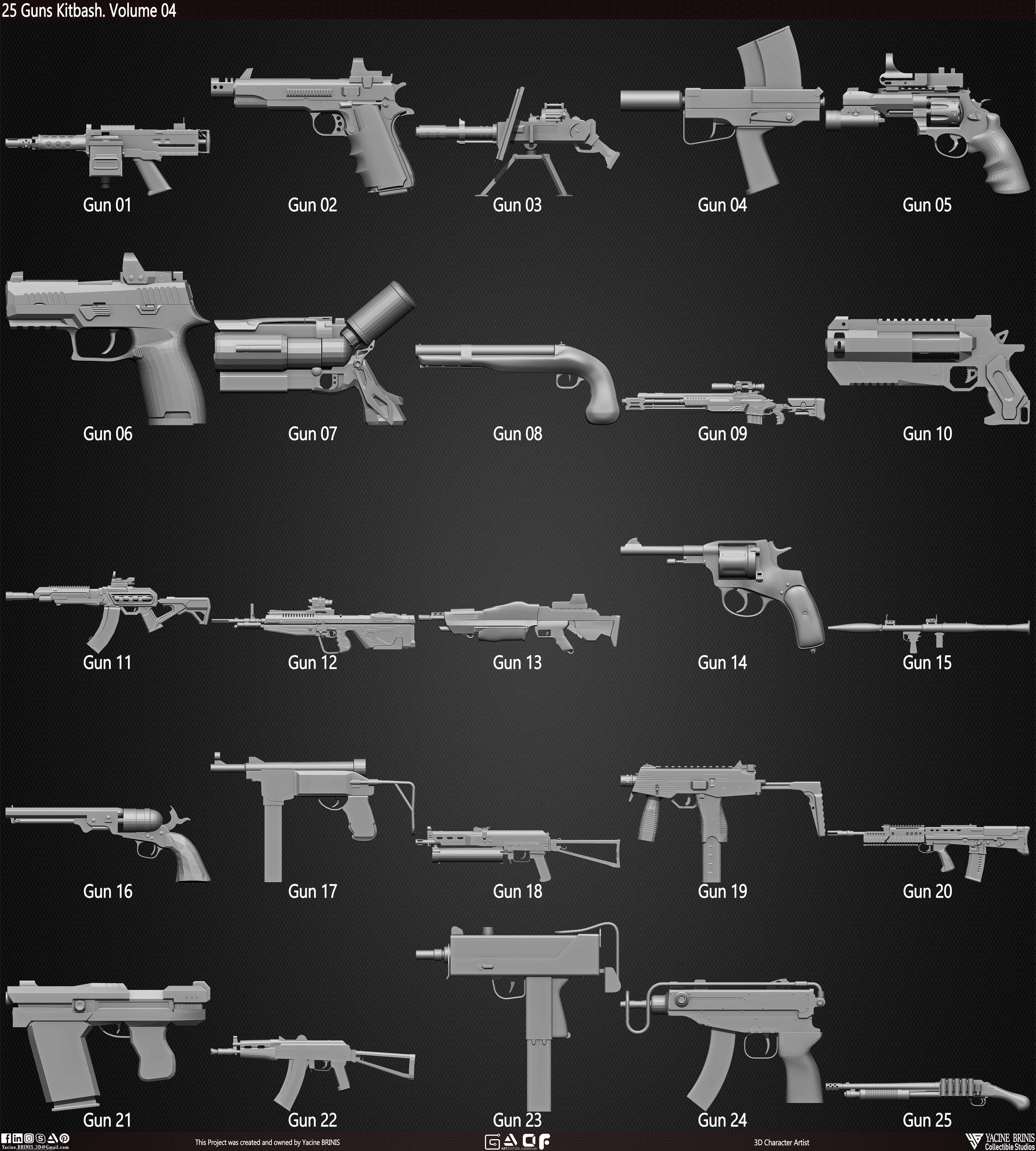 3D model 25 Guns Kitbash Volume 04 VR / AR / low-poly | CGTrader