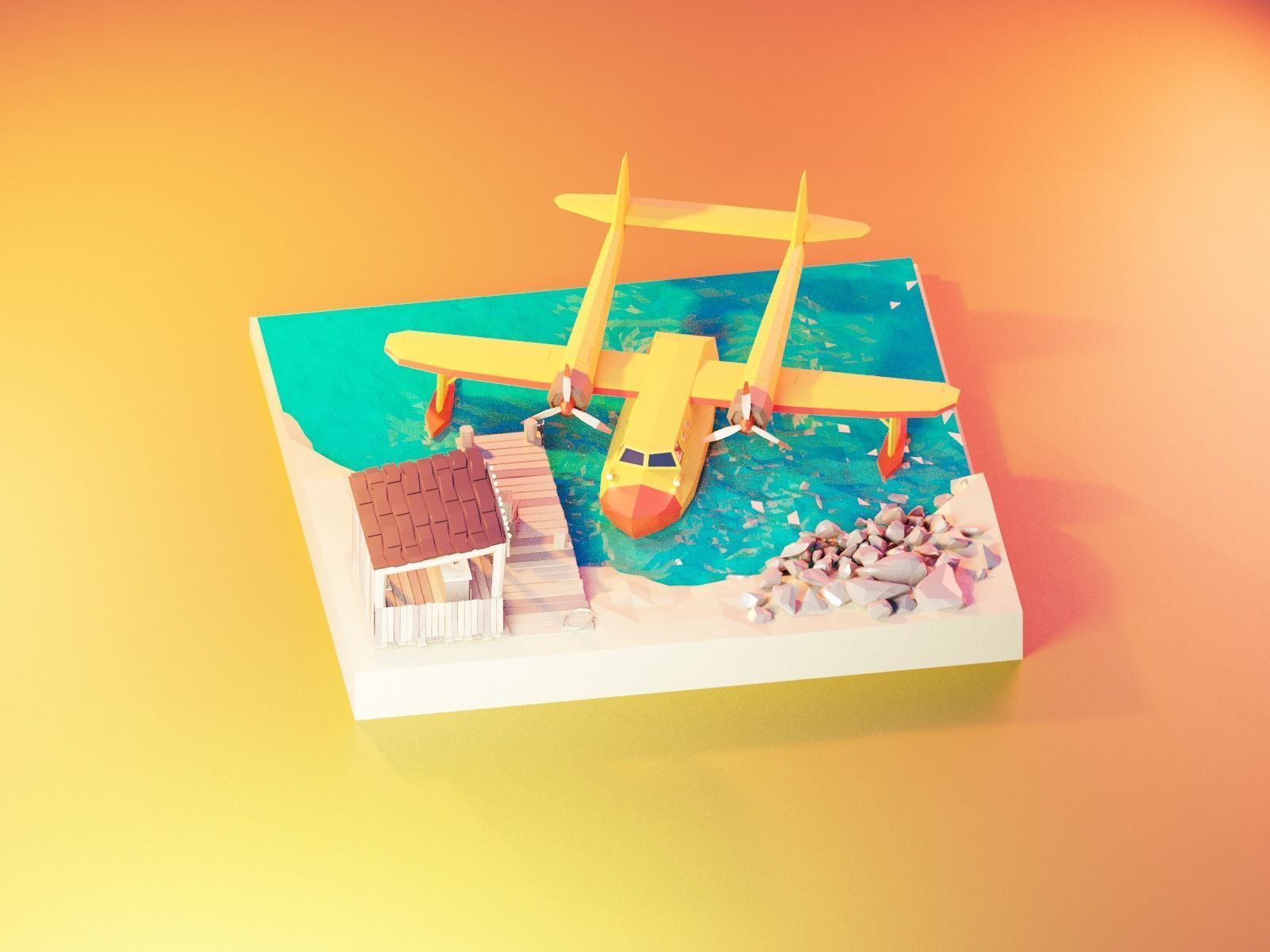 Cartoon talespin scene 3D model animated | CGTrader