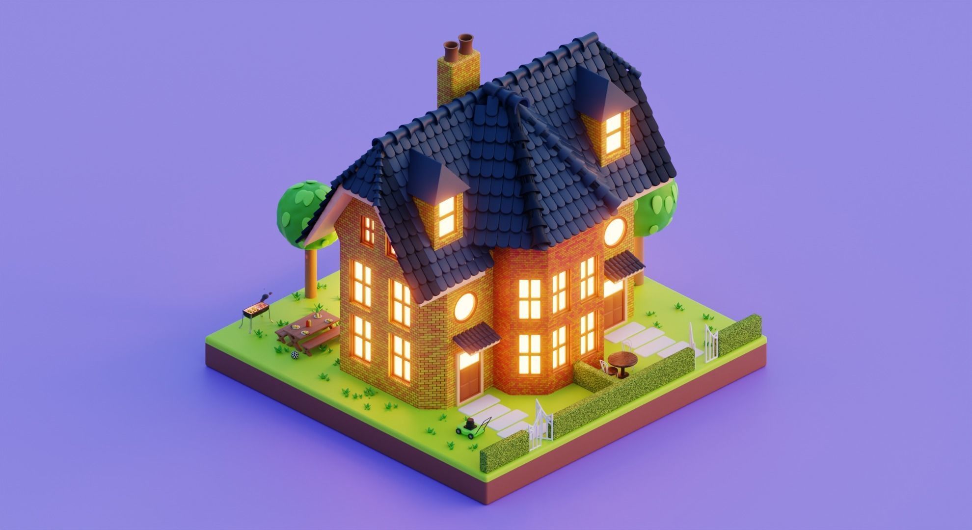 Mansion House Low-poly 3D model 002 3D model | CGTrader