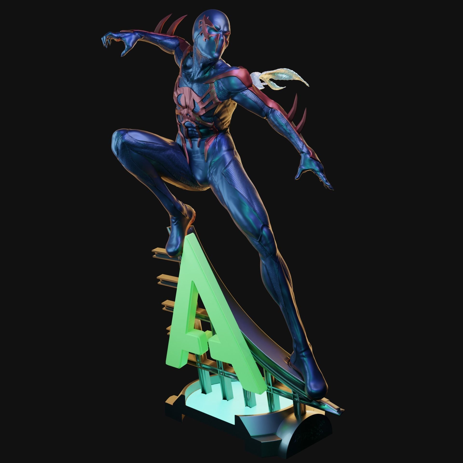 Spider-Man 2099 Statue 3D model 3D printable | CGTrader