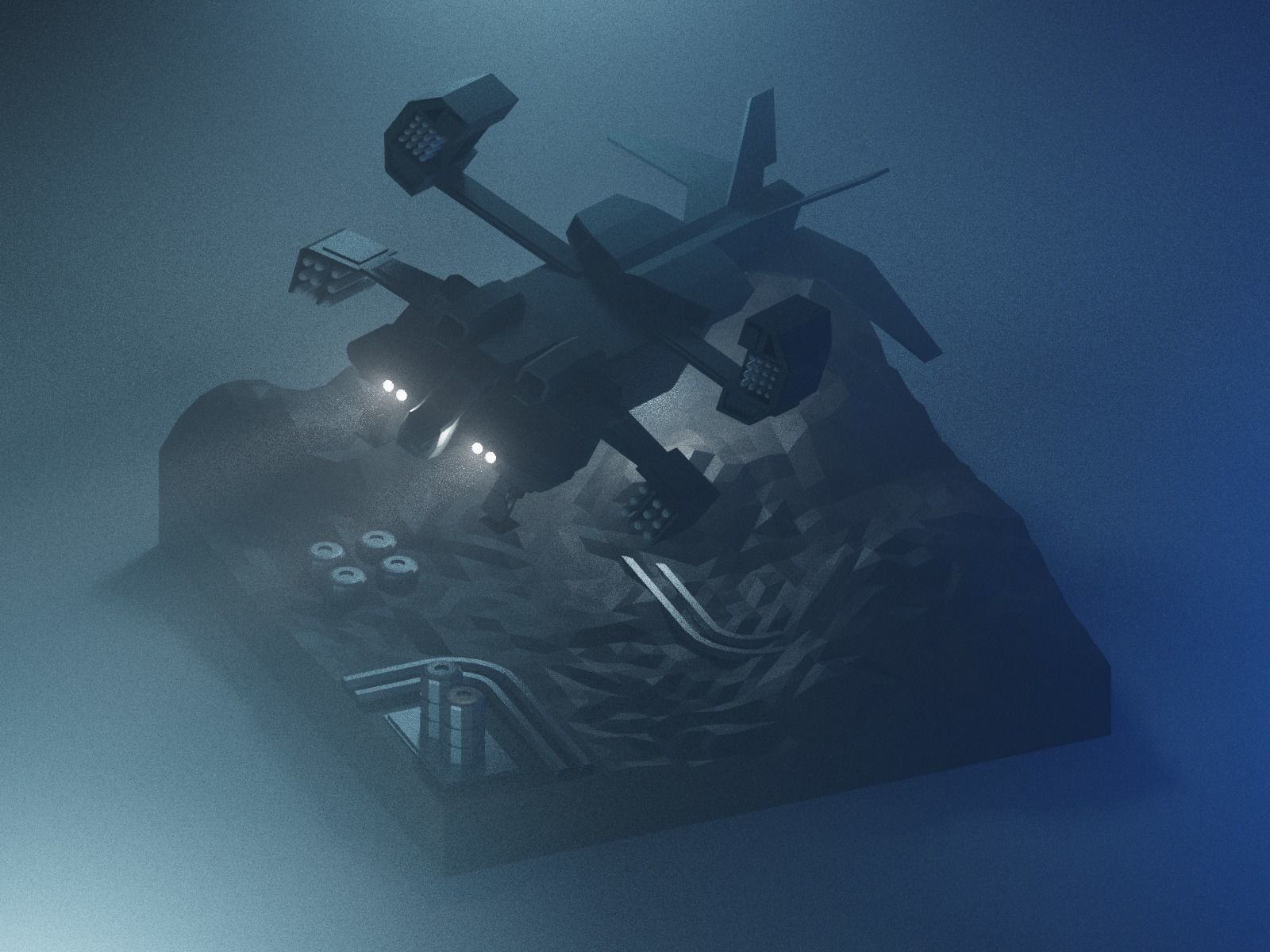 Cartoon Alien Dropship Scene 3D model | CGTrader