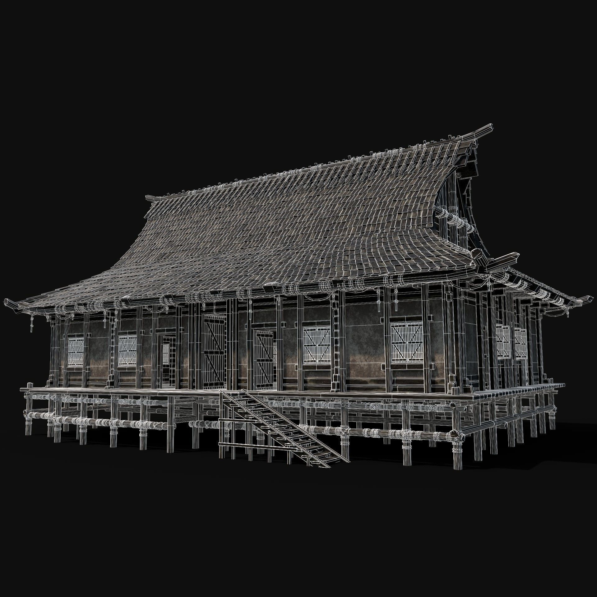 JAPAN CHINESE FEUDAL HOUSE DOJO HUT SAMURAI NINJA COLLECTION AAA VR ...
