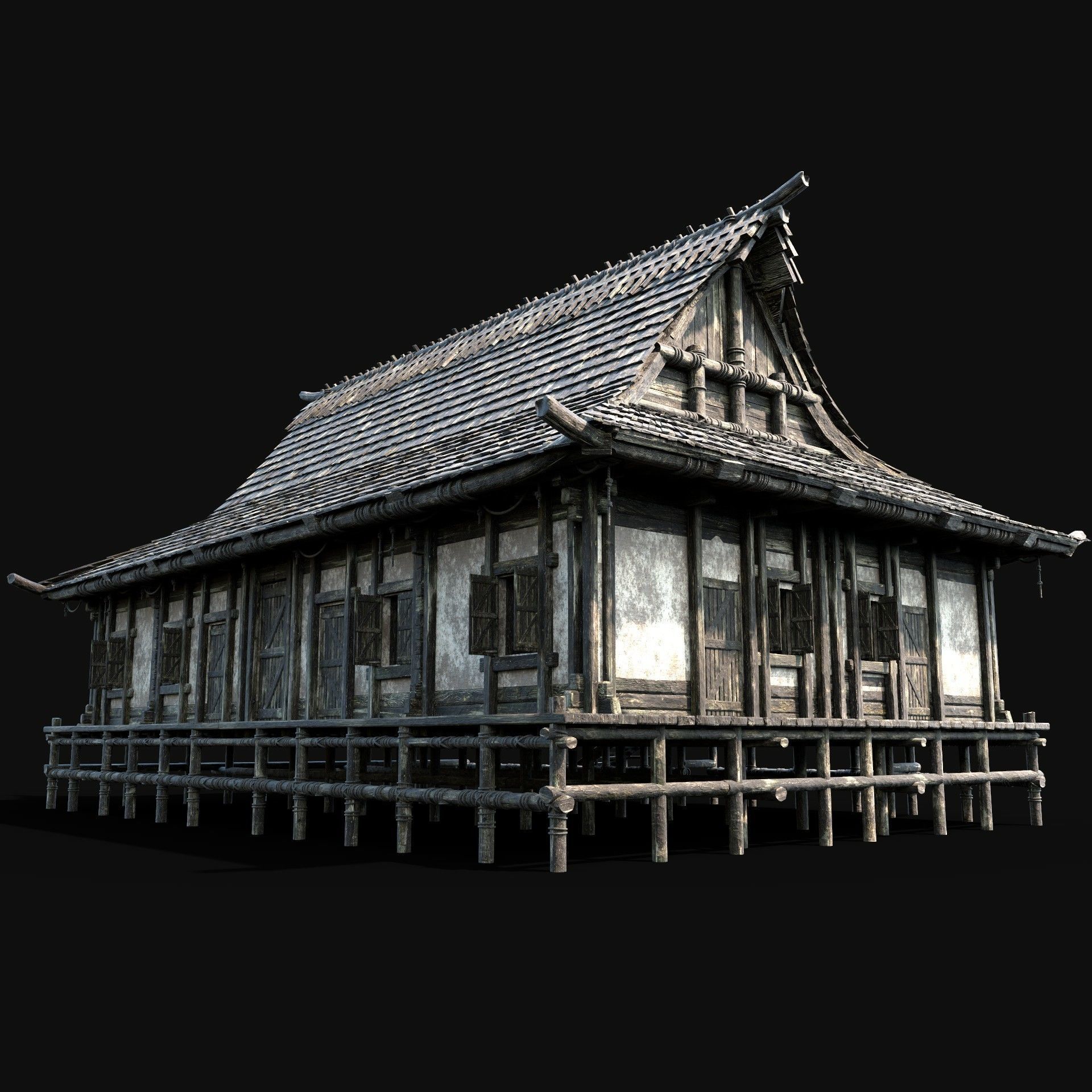 JAPAN CHINESE FEUDAL HOUSE DOJO HUT SAMURAI NINJA COLLECTION AAA VR ...