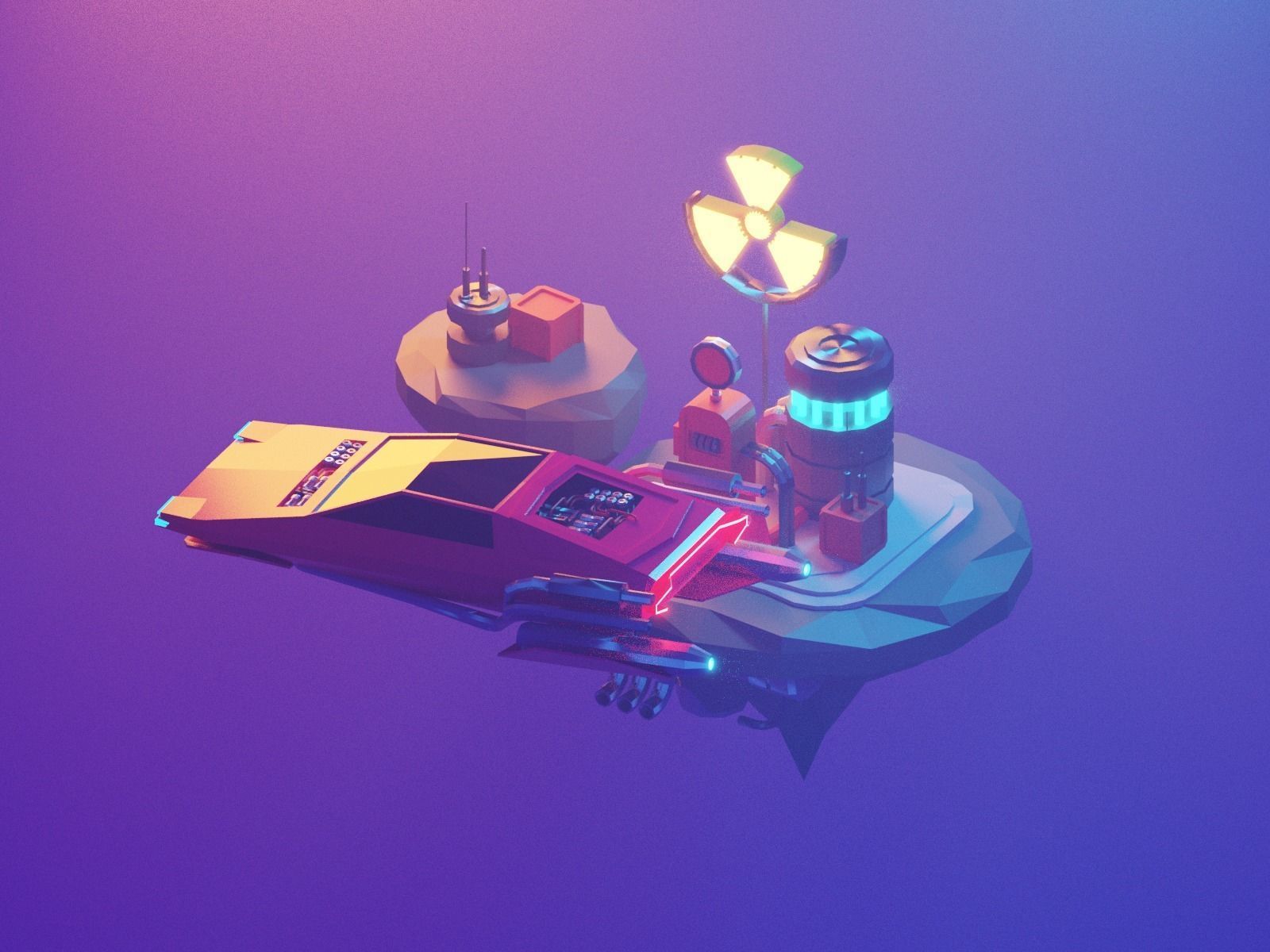 Cartoon Plutonium Station scene 3D model | CGTrader