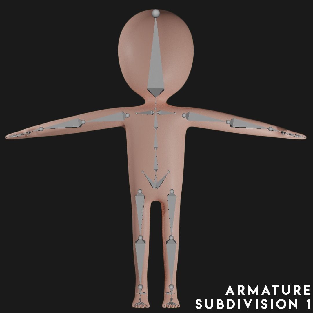 Stylized Stickman in T-Pose 3D model rigged | CGTrader