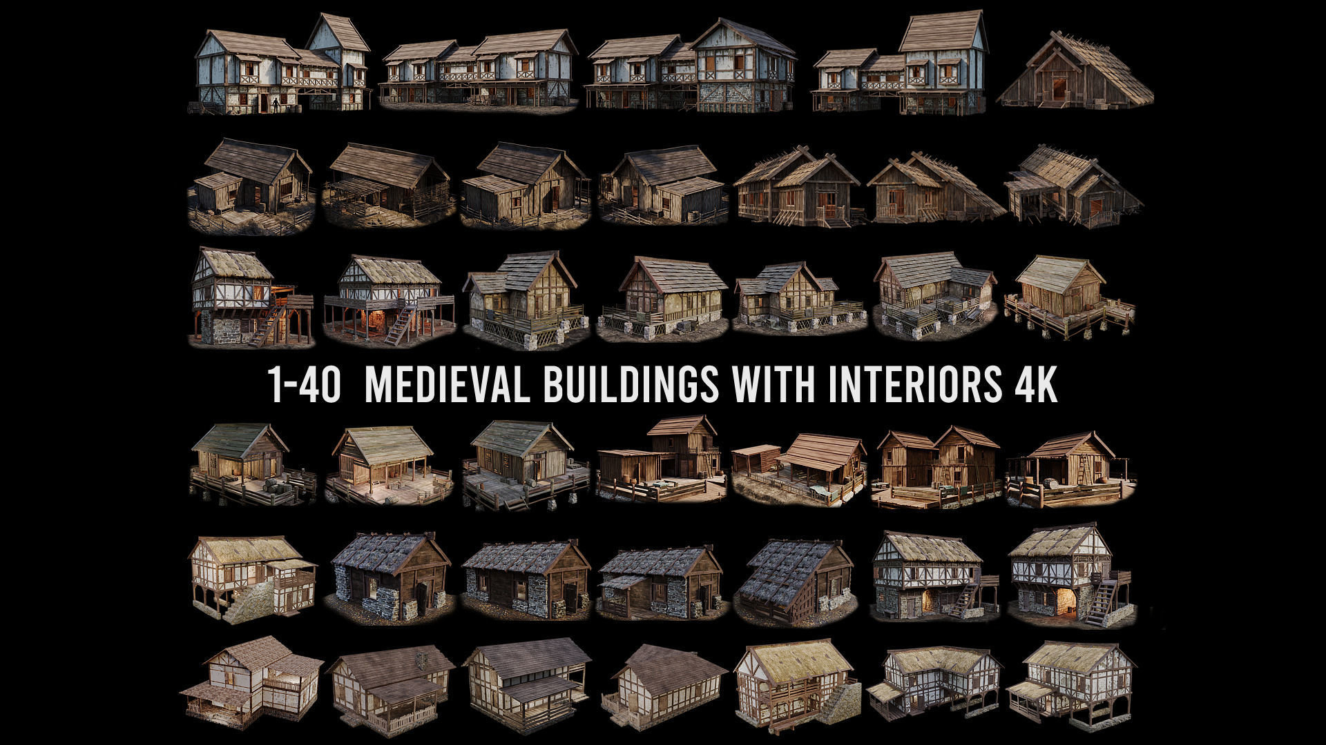 3D model 1 - 40 OLD MEDIEVAL BUILDINGS PACK 4K Textures GameReady VR ...