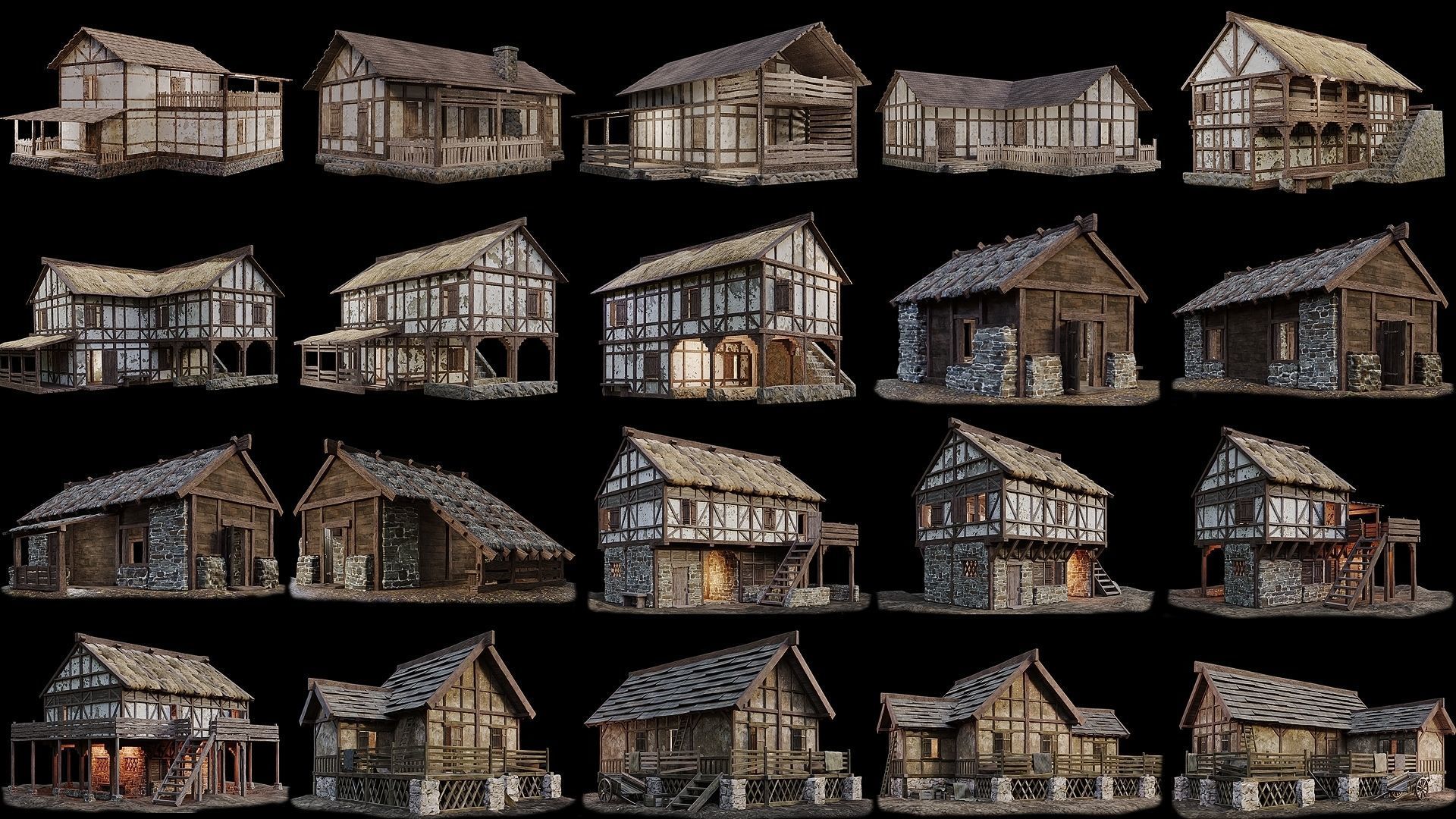 3D model 1 - 40 OLD MEDIEVAL BUILDINGS PACK 4K Textures GameReady VR ...