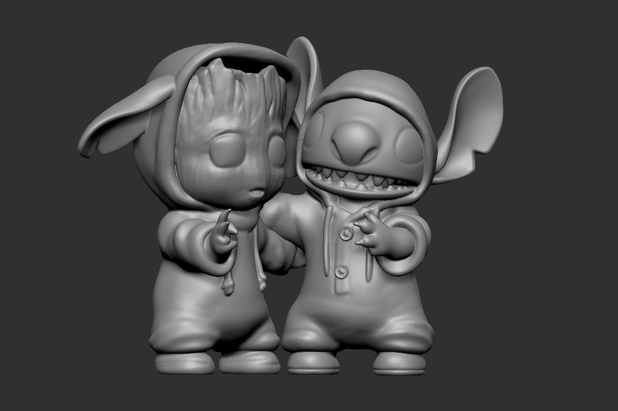 Stitch and Baby Groot 3D model 3D printable | CGTrader
