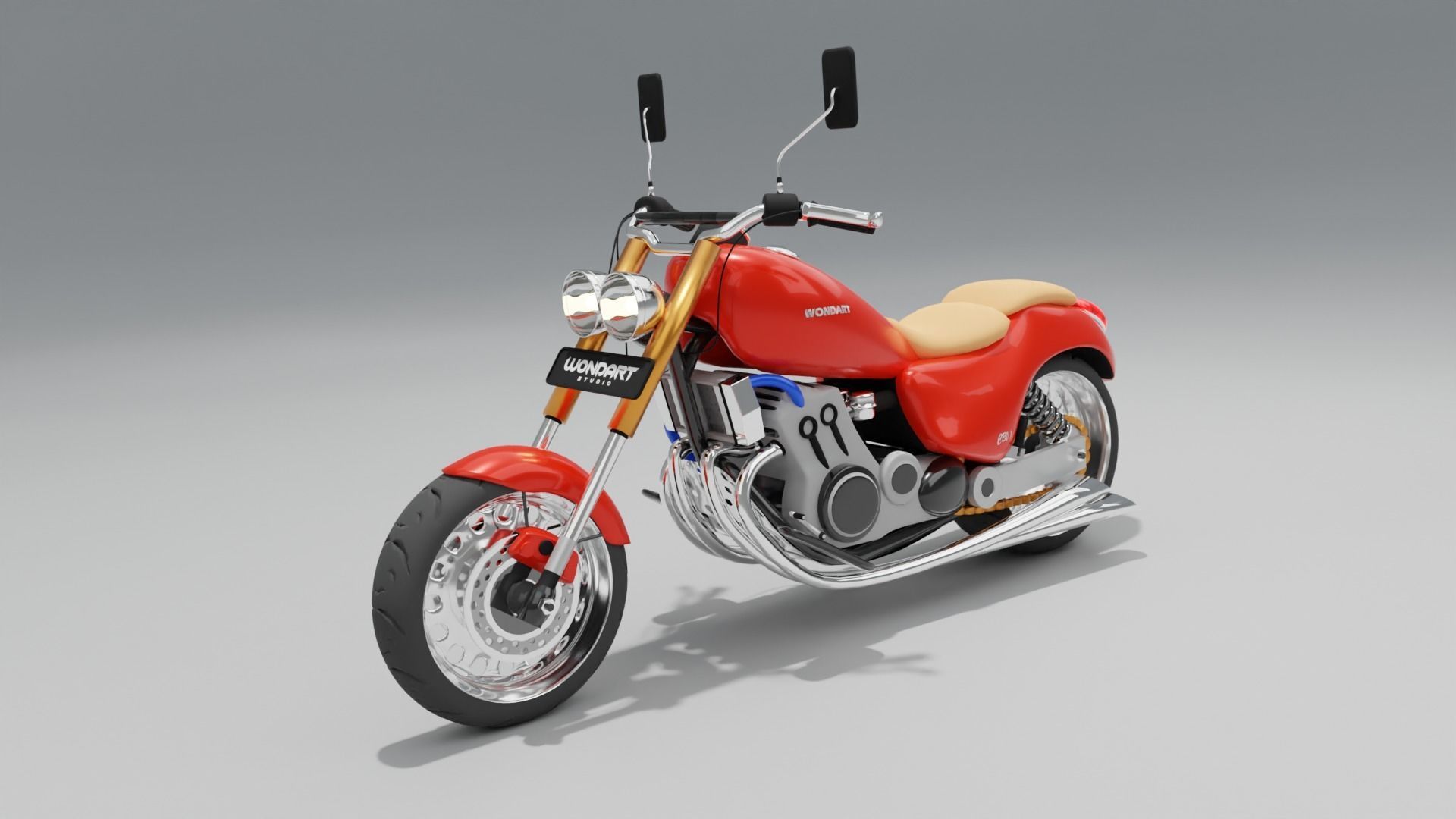Concept Cartoon Looking Cruiser Motorcycle 3D model | CGTrader
