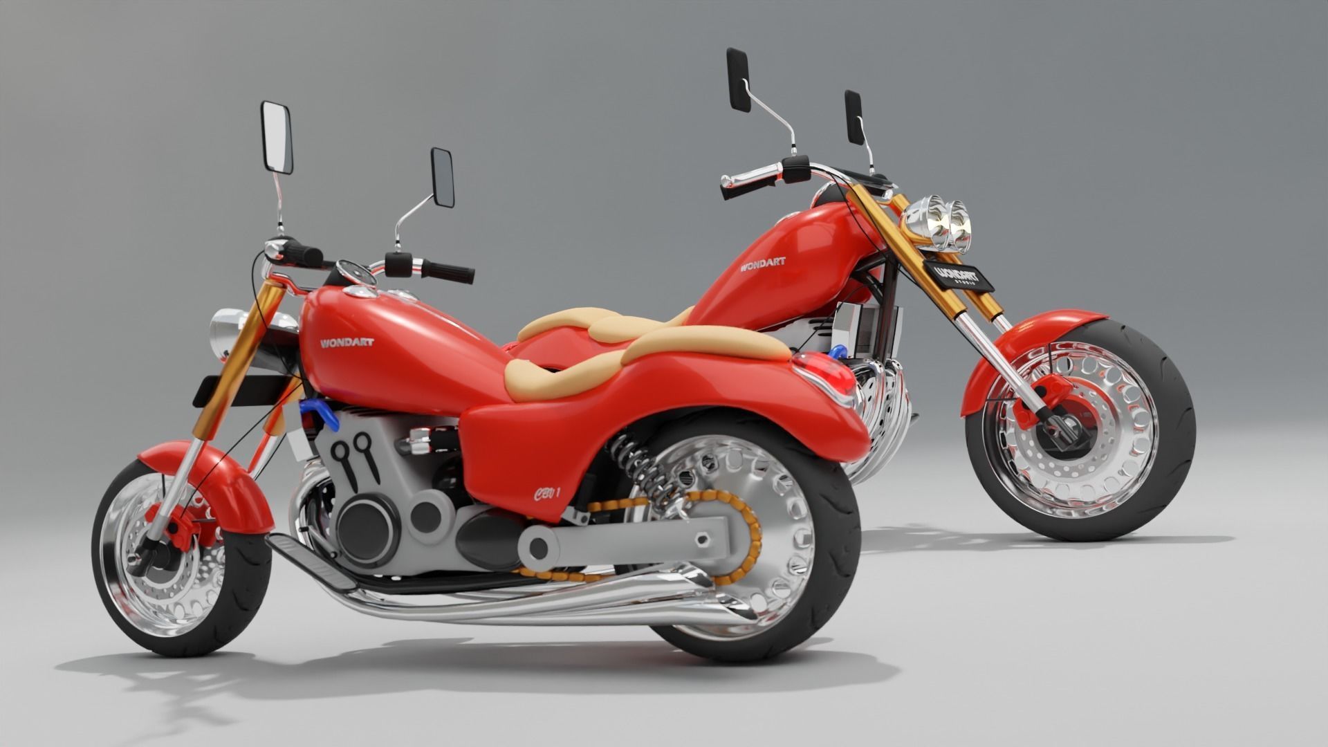 Concept Cartoon Looking Cruiser Motorcycle 3D model | CGTrader