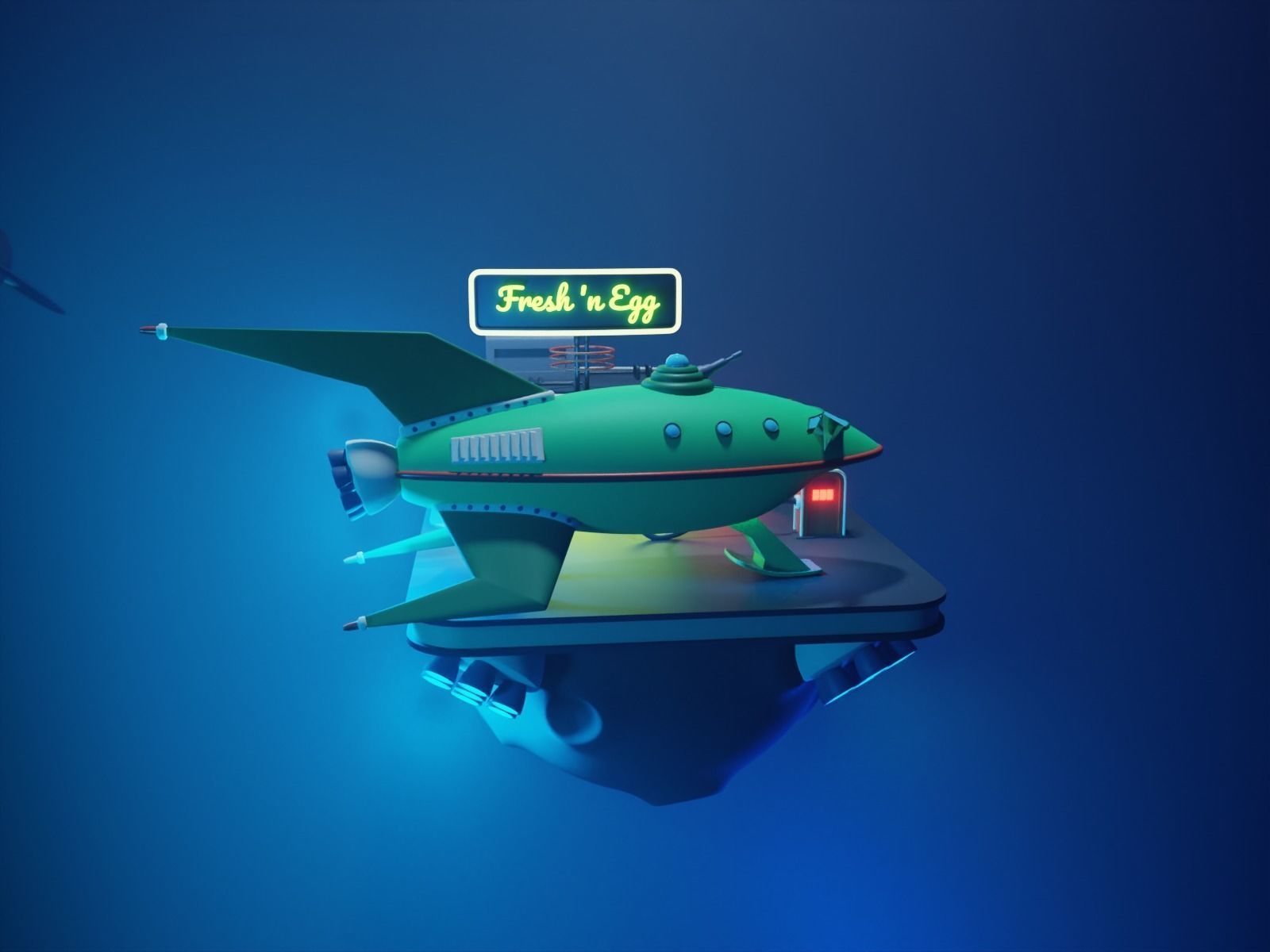 Cartoon futurama space scene 3D model | CGTrader