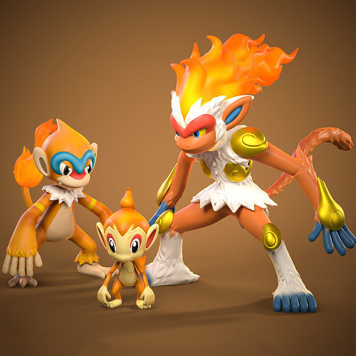 CHIMCHAR EVOLUTIONS 3D model 3D printable | CGTrader