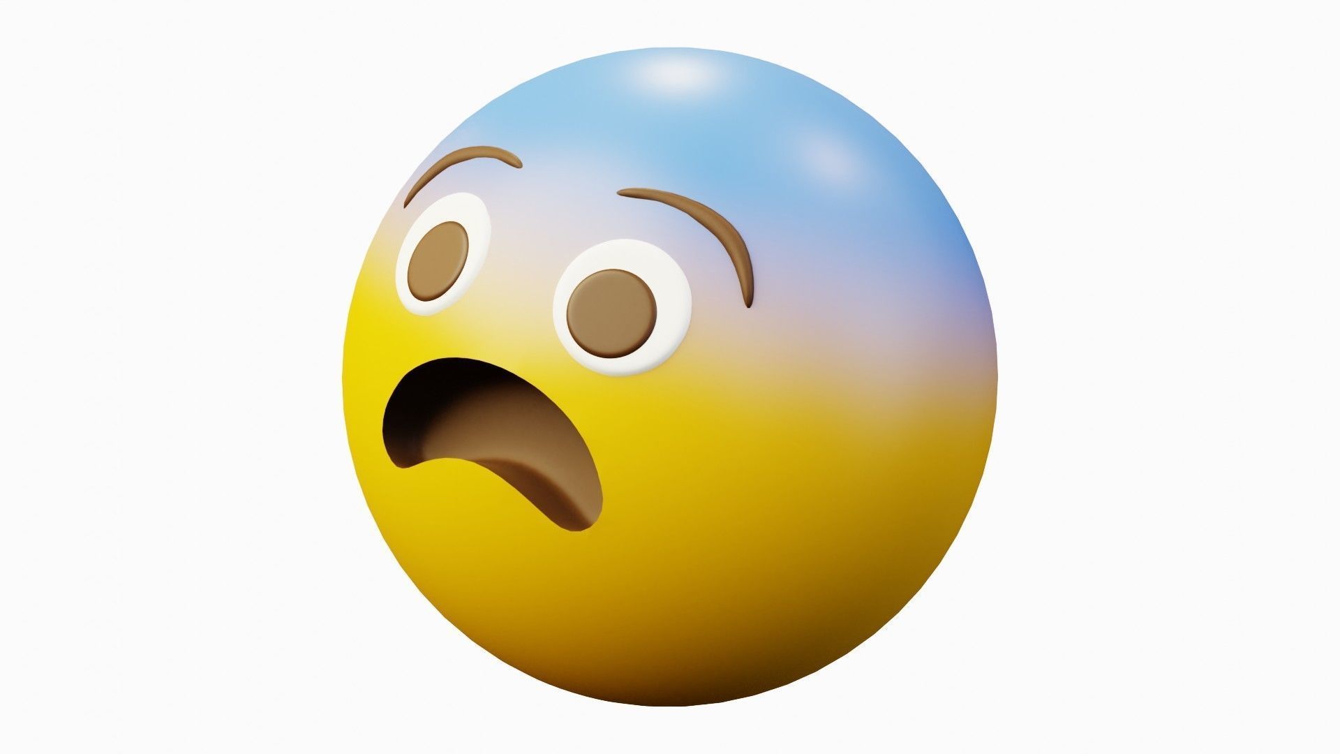 Afraid or Scared Yellow Ball Emoticon Emoji or Smiley 3D model | CGTrader