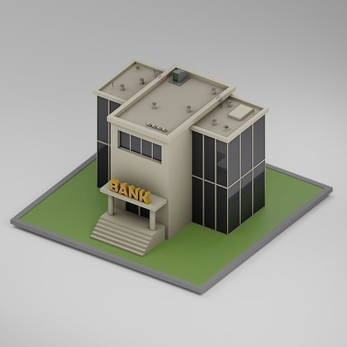 3D model Low-poly Bank Building VR / AR / low-poly | CGTrader