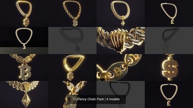 3D Model Collection Currency Chain Pack VR / AR / low-poly | CGTrader