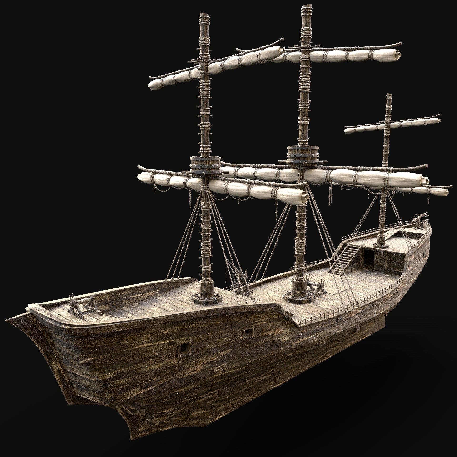 3D model SHIP GALLEON BOAT GALLEY ARK BARGE PIRATE CORSAIR WATERCRAFT ...