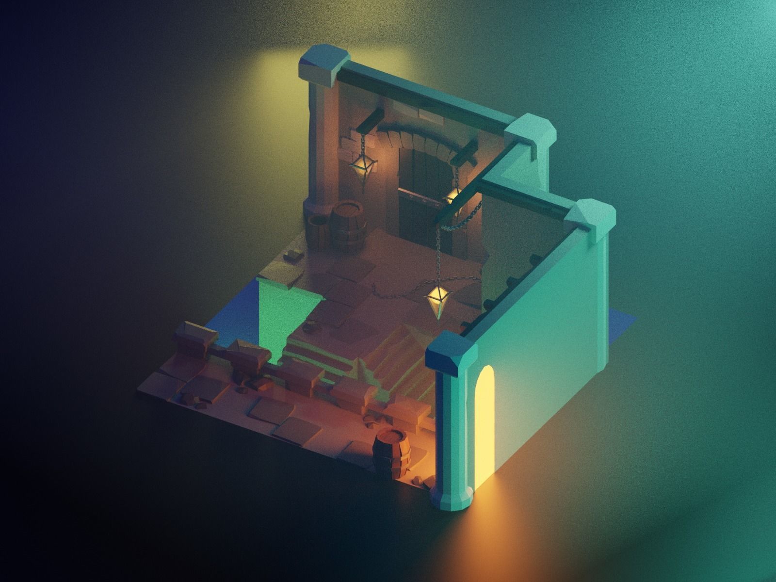 Cartoon Dungeon Scene 3D model | CGTrader