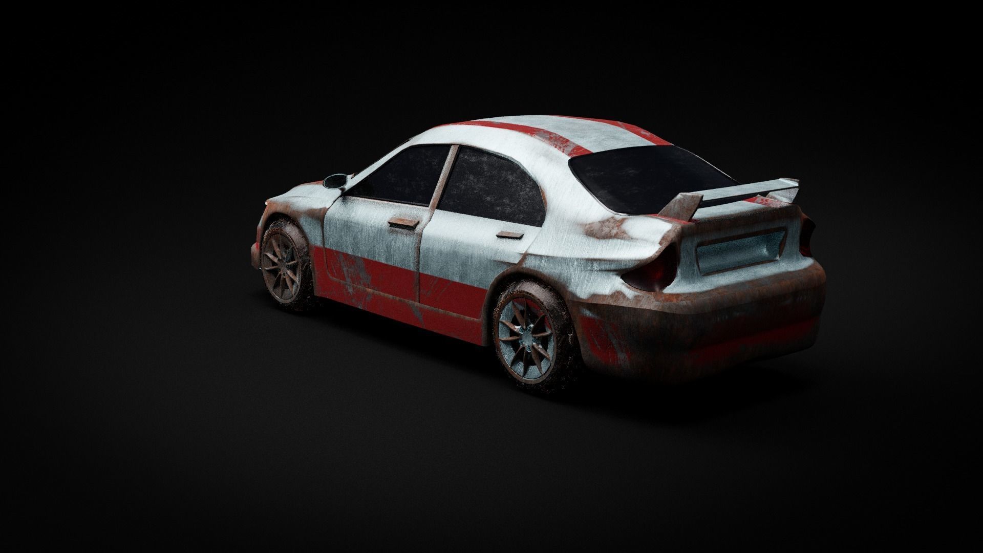 Rusted Sports Racing Car fully rigged free VR / AR / low-poly 3D model ...