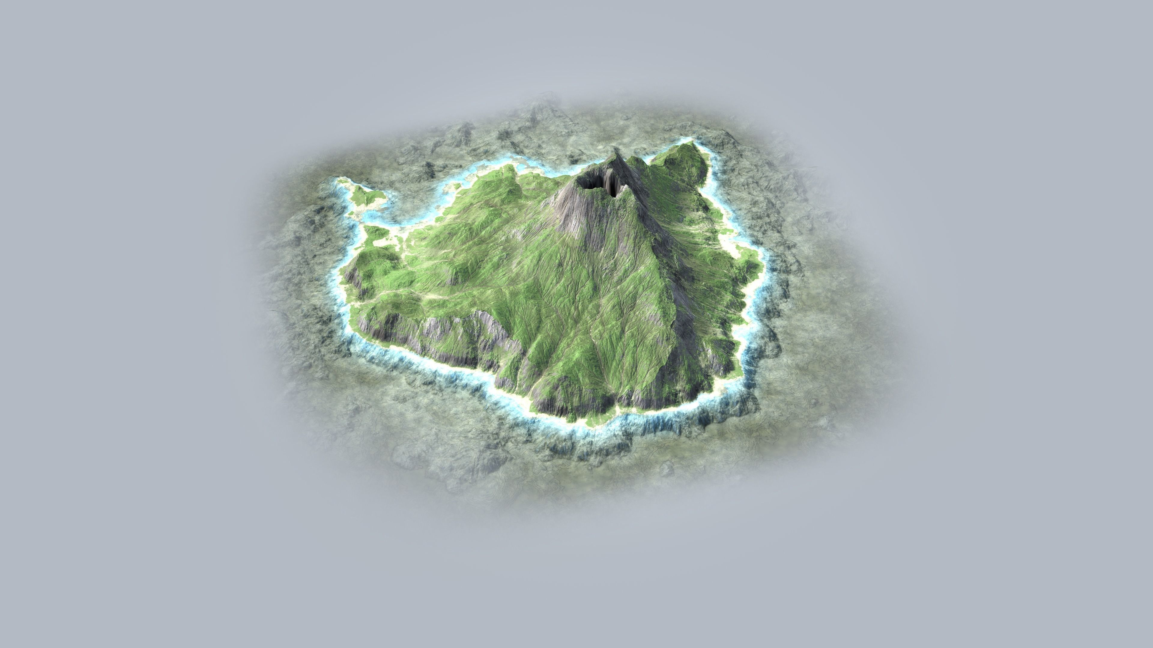 3D model Volcano Island VR / AR / low-poly | CGTrader