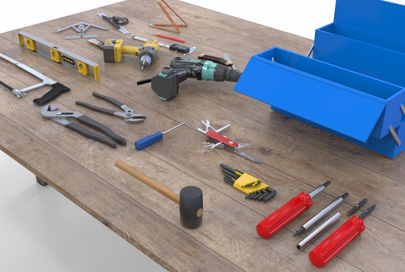 Hand tools complete 3d model 3D model | CGTrader