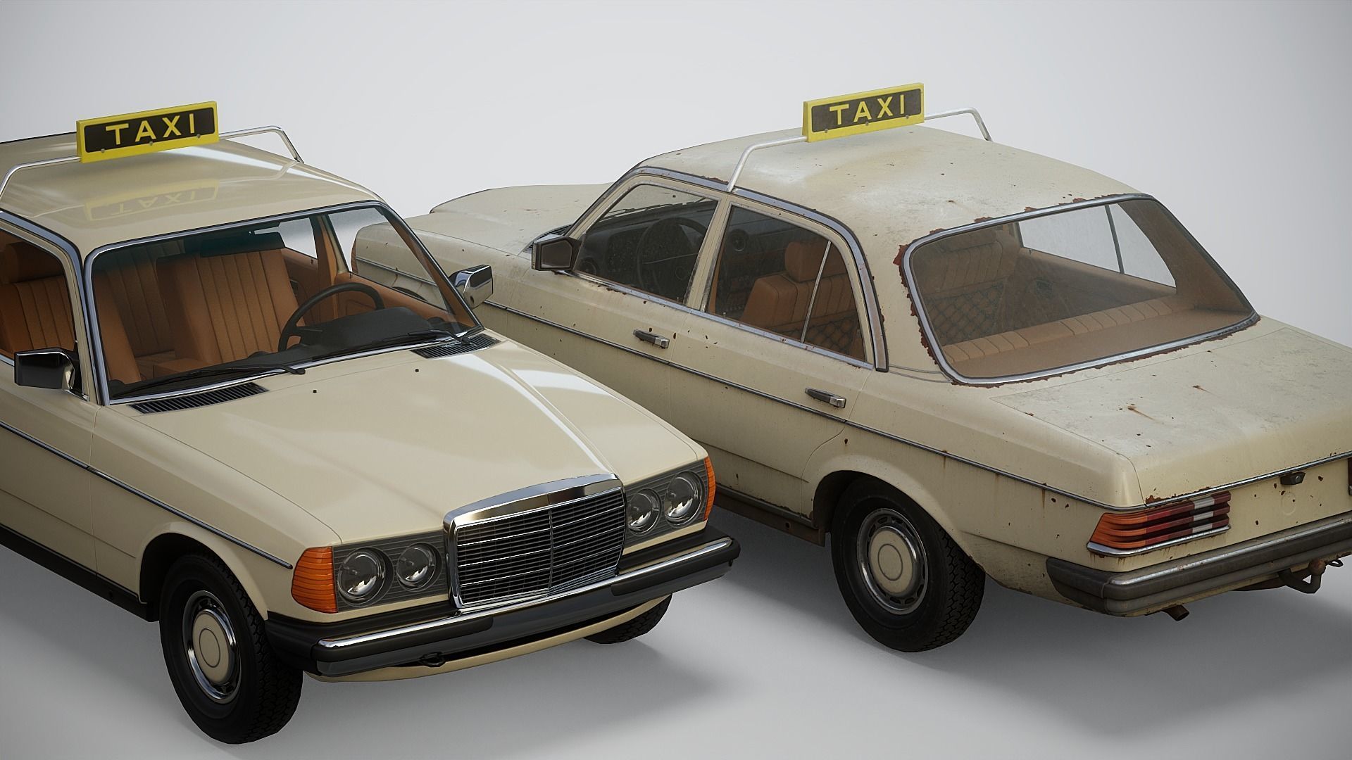 3D model Old Classic car Sedan Set with interior in 9 color variants ...