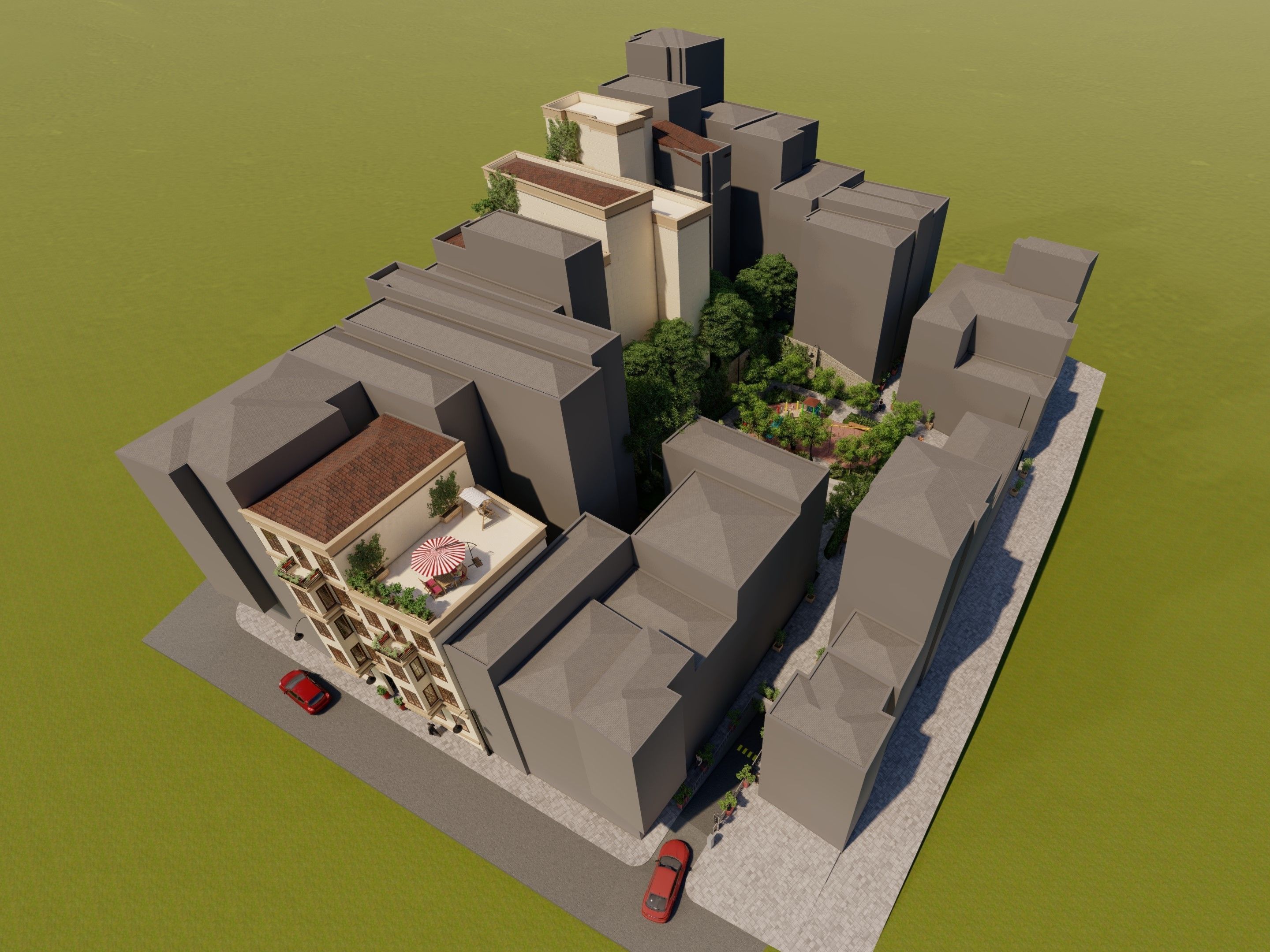 Recreational Area and Park Model In An Old Neighborhood 3D model | CGTrader