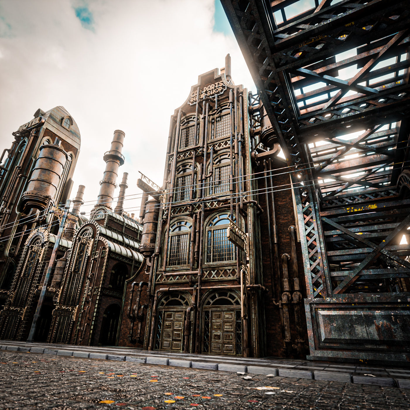 STEAMPUNK INDUSTRIAL BUILDING PACK 3D Model Collection | CGTrader