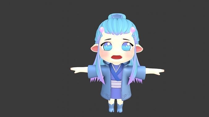 3D model Chibi anime girl with hair VR / AR / low-poly | CGTrader