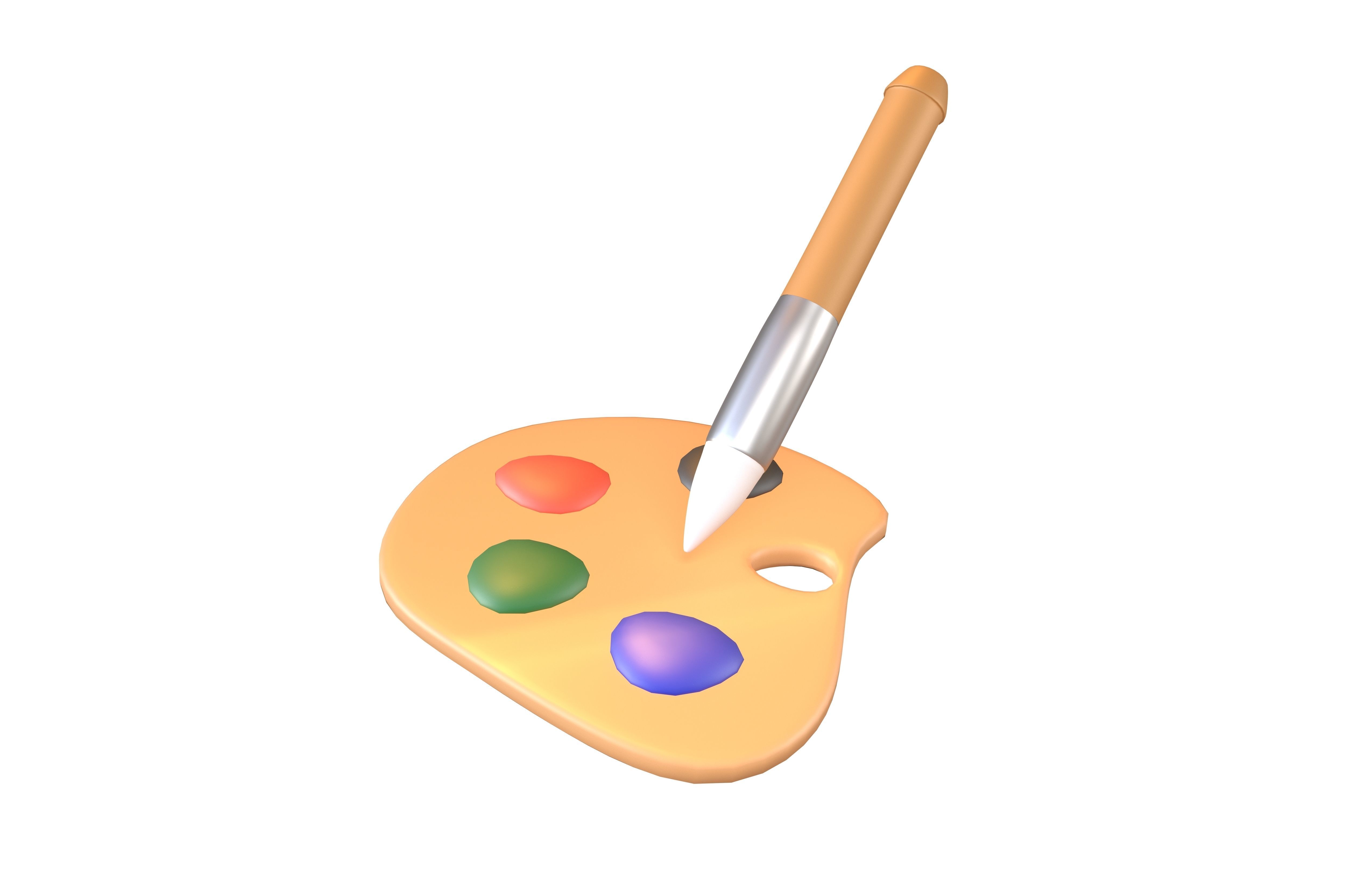 3D model Palette With Paintbrush v1 001 VR / AR / low-poly | CGTrader