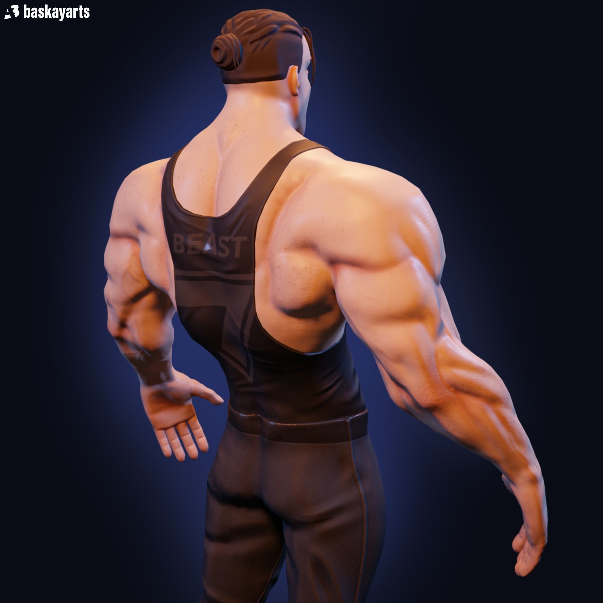 3D model Stylized Muscular Character Game Ready Rigged VR / AR / low ...