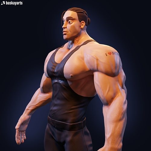 3D model Stylized Muscular Character Game Ready Rigged VR / AR / low ...