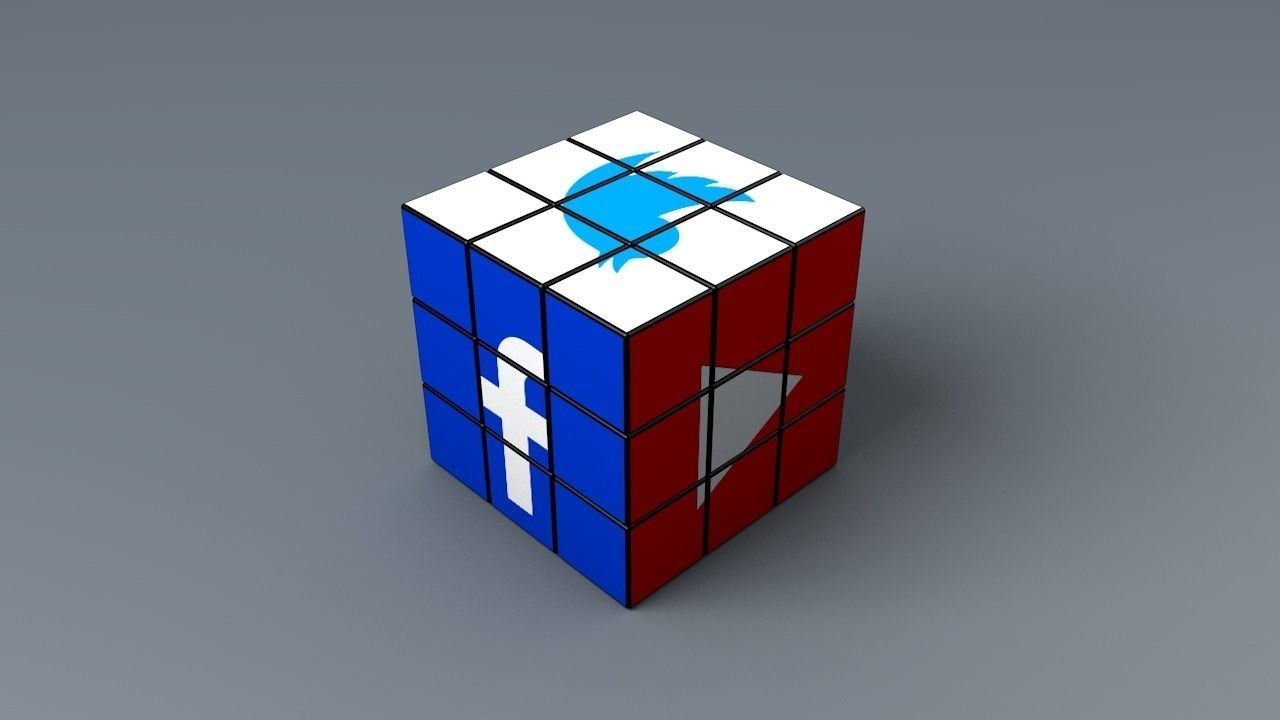 Rubik Cube social networks 3D model | CGTrader