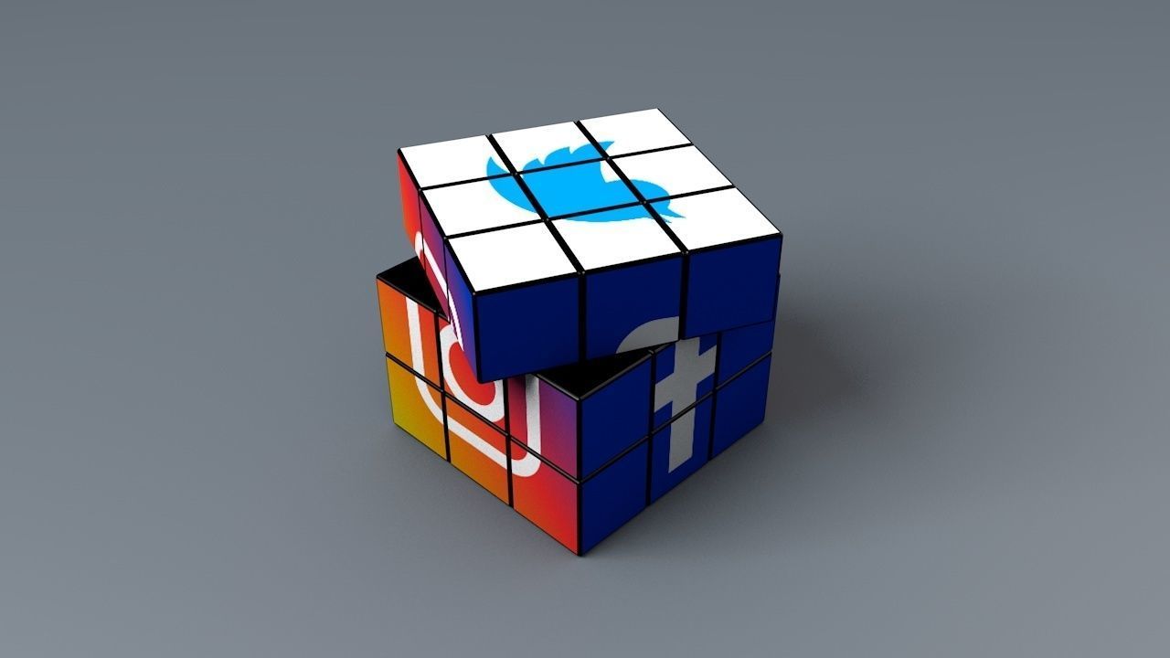 Rubik Cube social networks 3D model | CGTrader