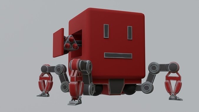 3D model A little red robot VR / AR / low-poly | CGTrader