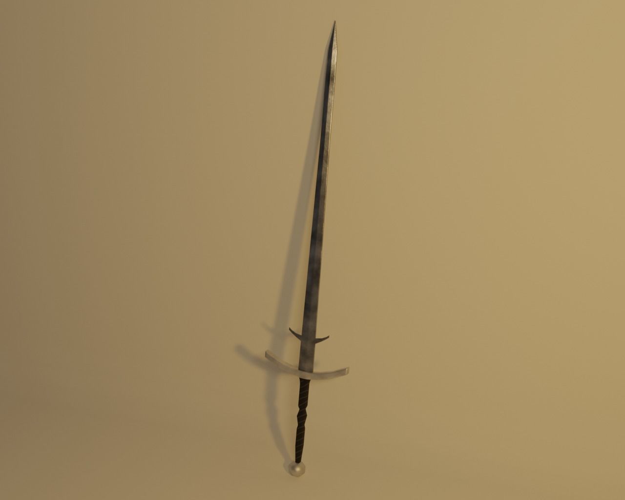 3D model Two-handed sword tswaihender and shield lowpoly 3d model VR ...
