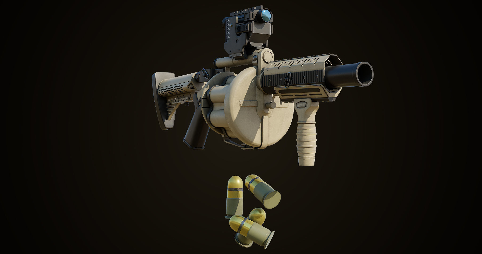 3D model Grenade Launcher Gun All PBR Unity UE Textures Included VR ...