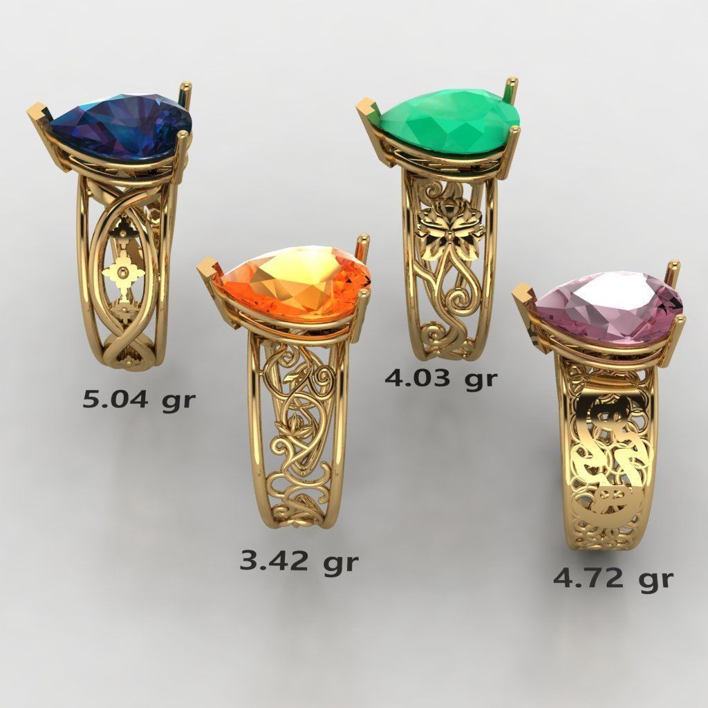 20 Solitaire rings with authentic Iranian designs 3D model | CGTrader
