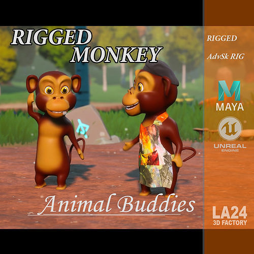 3D model Jungle Animal Buddies - Monkey VR / AR / low-poly | CGTrader
