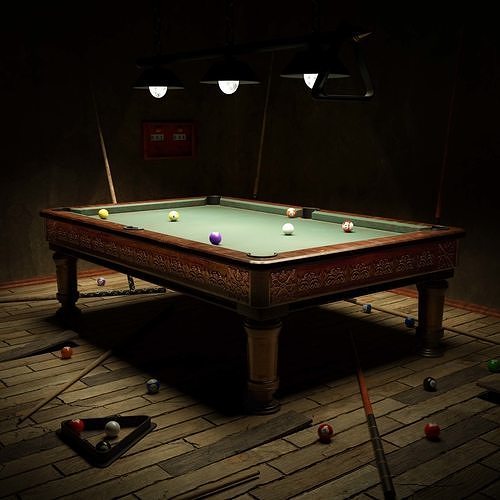 3D model billiards table VR / AR / low-poly | CGTrader