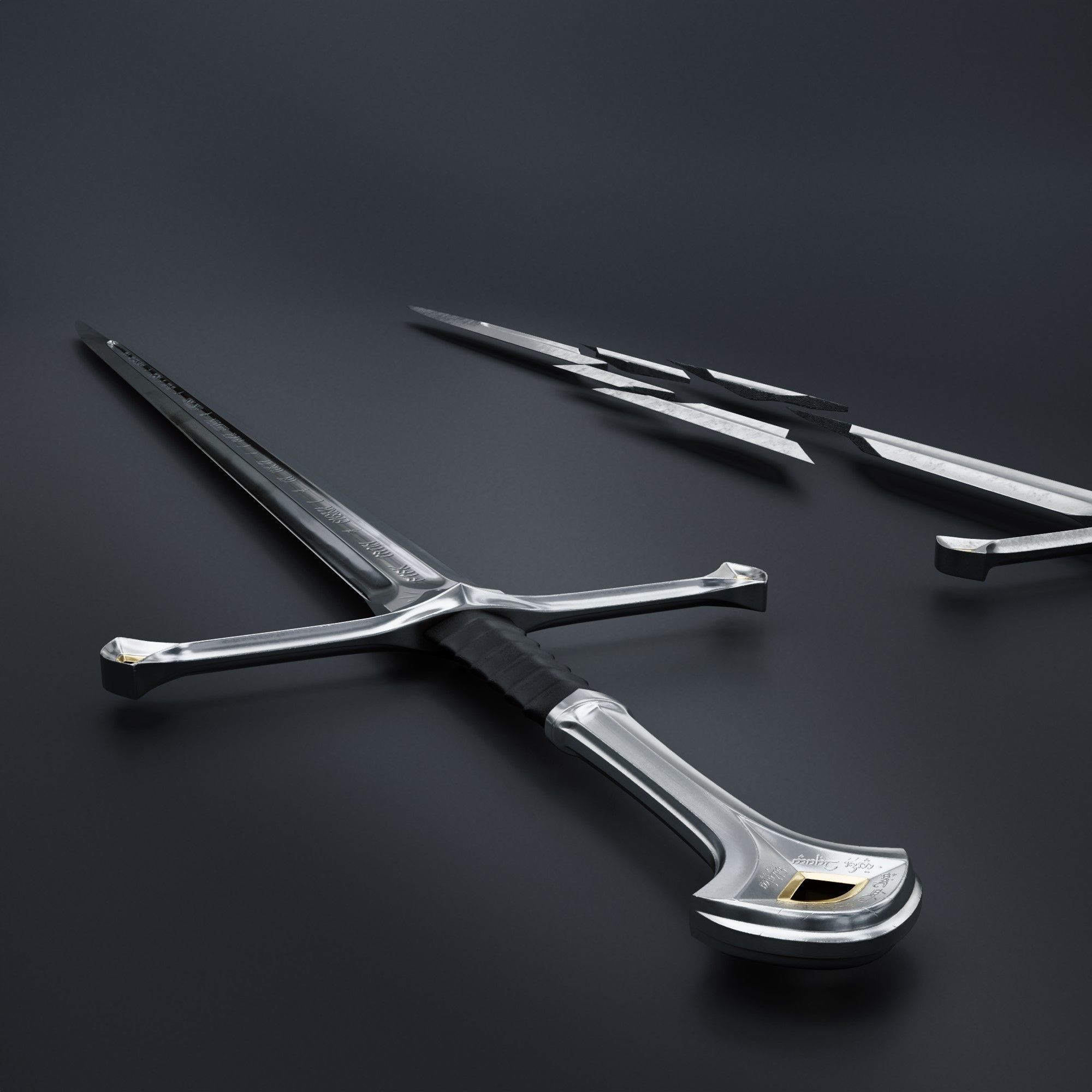 Aragorn sword plus bonus broken version model 3D model | CGTrader